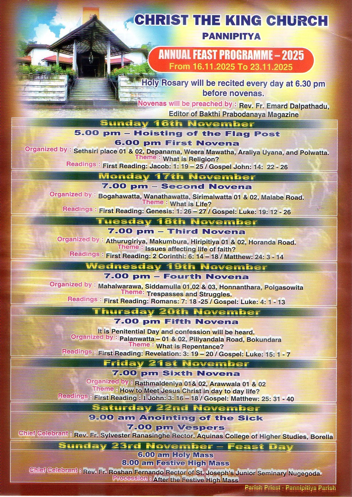 CKC Annual Feast Program - 2025 - CKCPannipitiya
